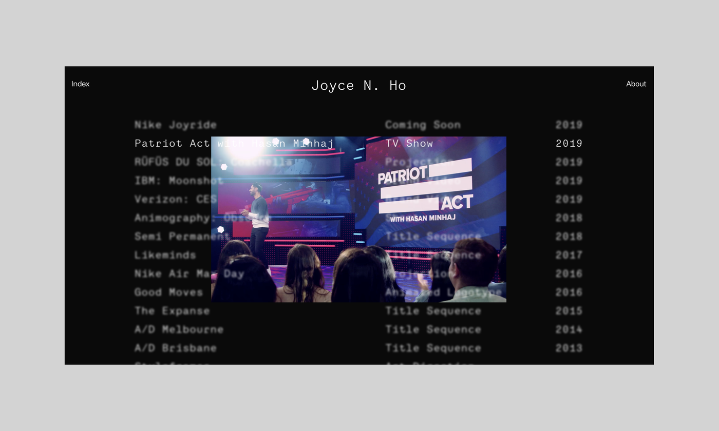 Joyce N. Ho website - Fonts In Use