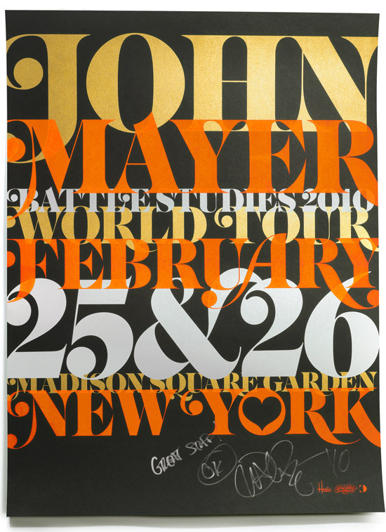 John Mayer Poster: Madison Square Garden, 2010 - Fonts In Use