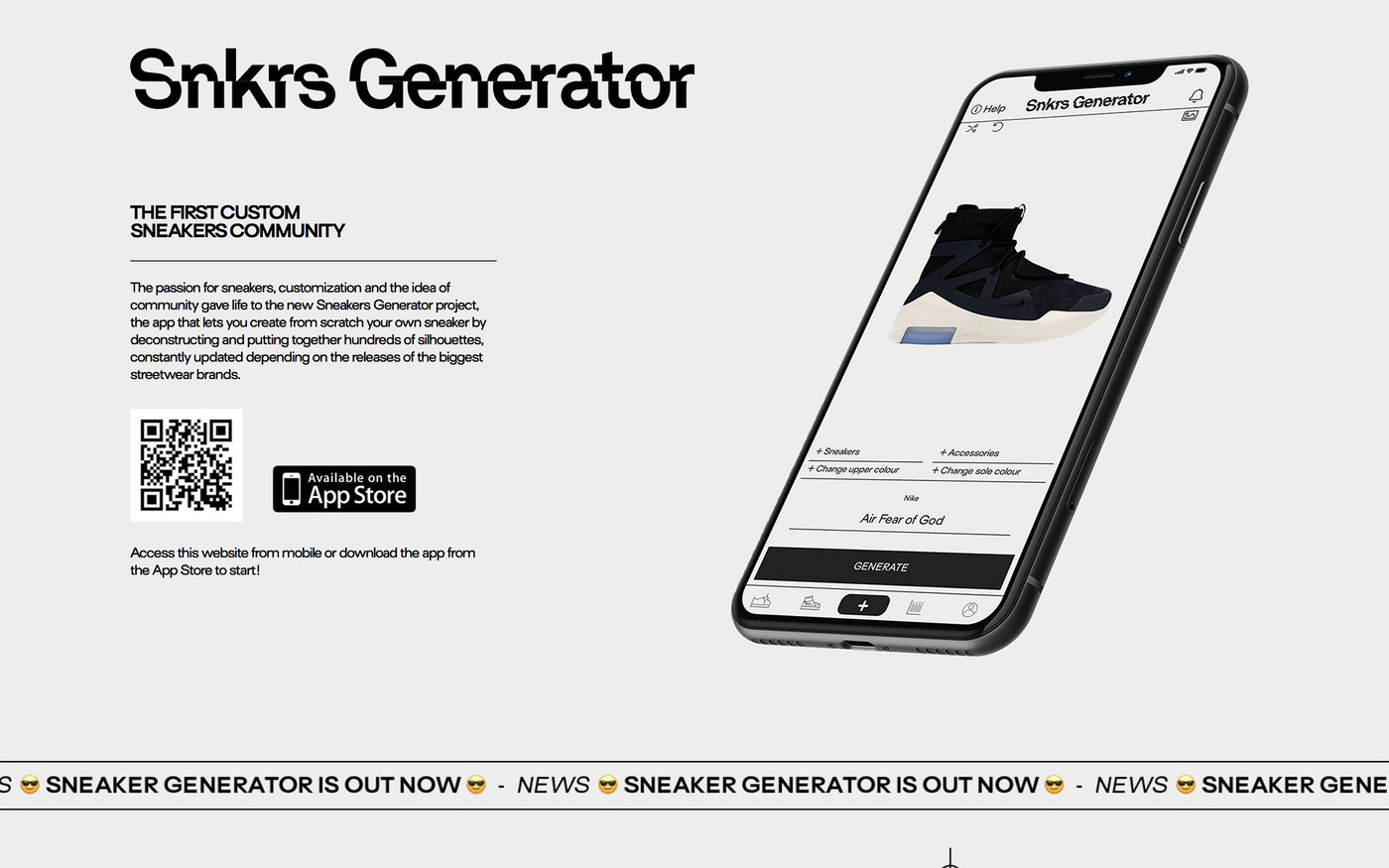 Sneakers Generator website - Fonts In Use