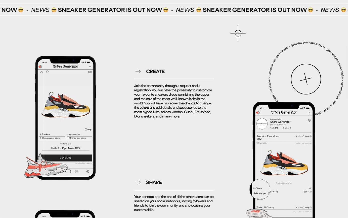Sneakers Generator website - Fonts In Use