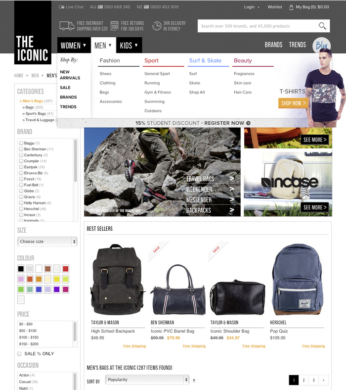 The Iconic website - Fonts In Use