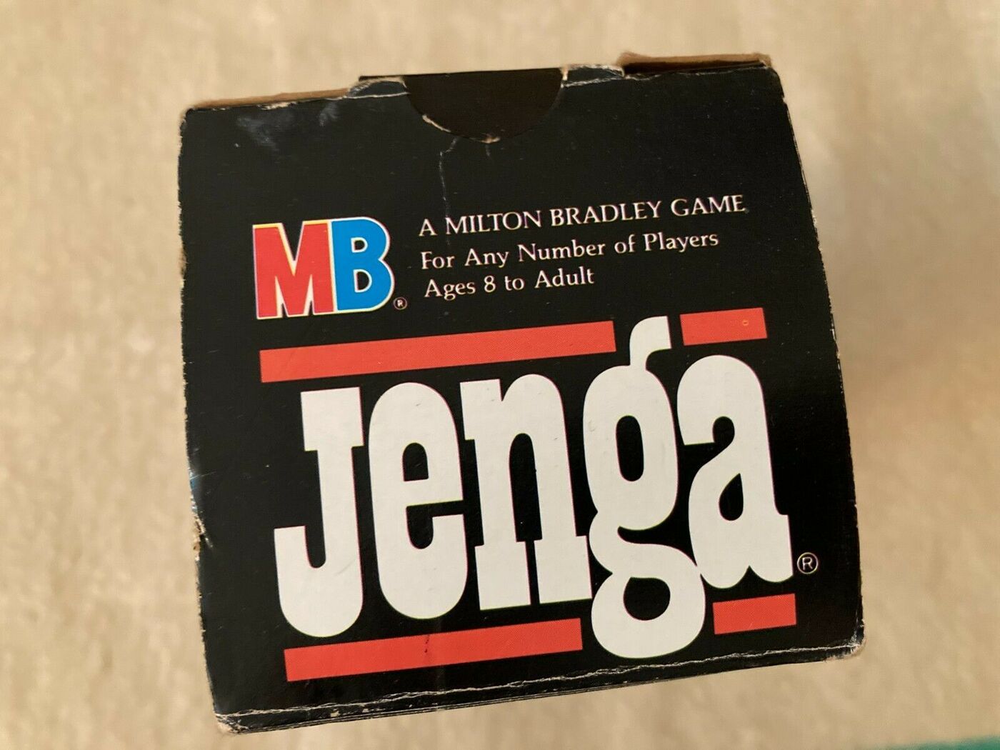 Jenga game packaging (1986) - Fonts In Use