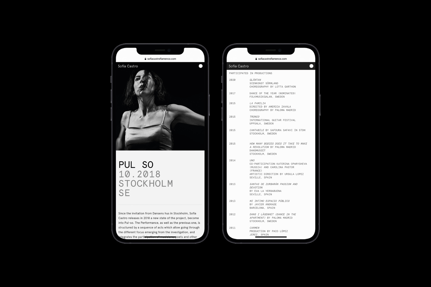 Sofía Castro, dancer and choreographer - Fonts In Use