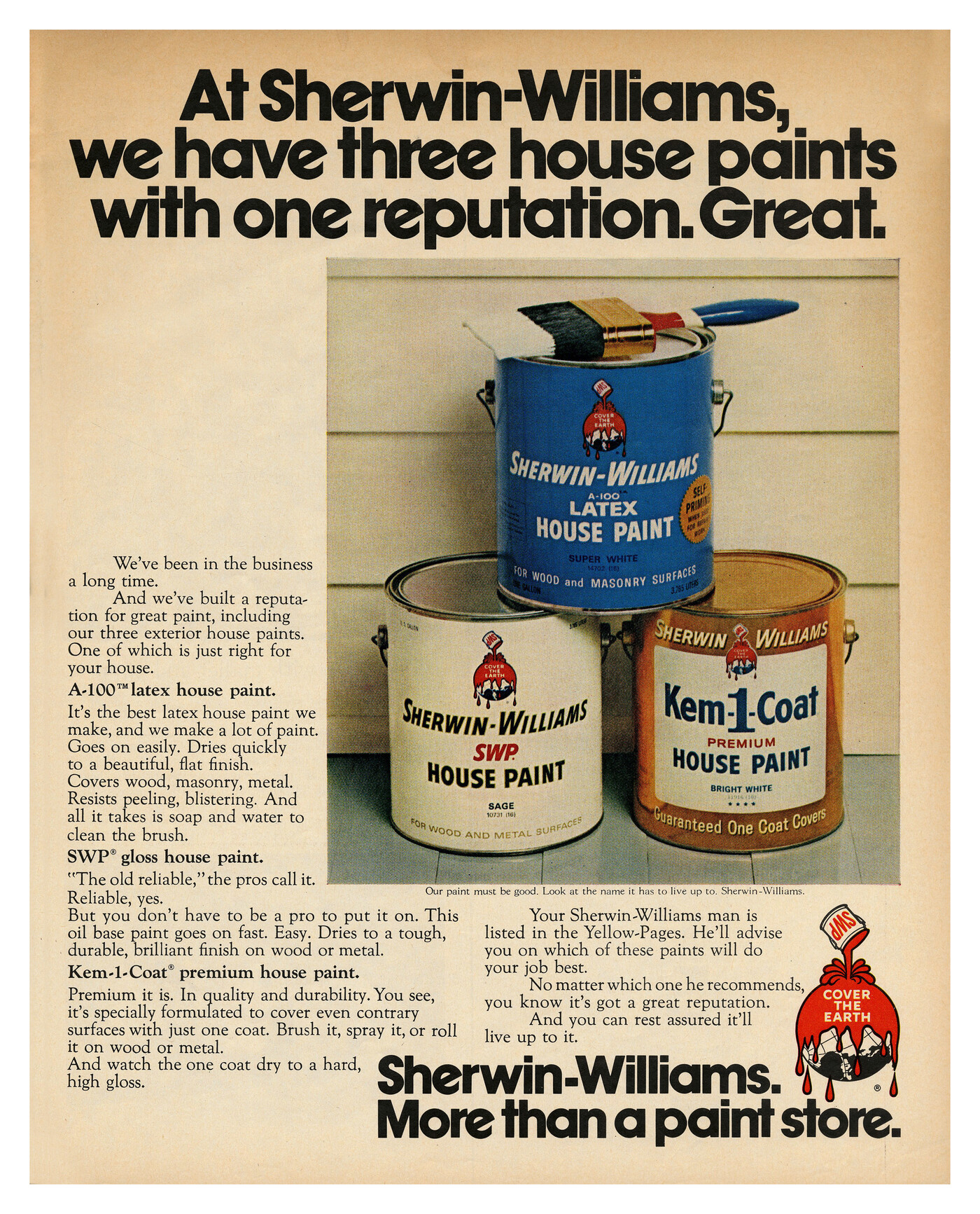 Sherwin-Williams house paint ad (1972) - Fonts In Use
