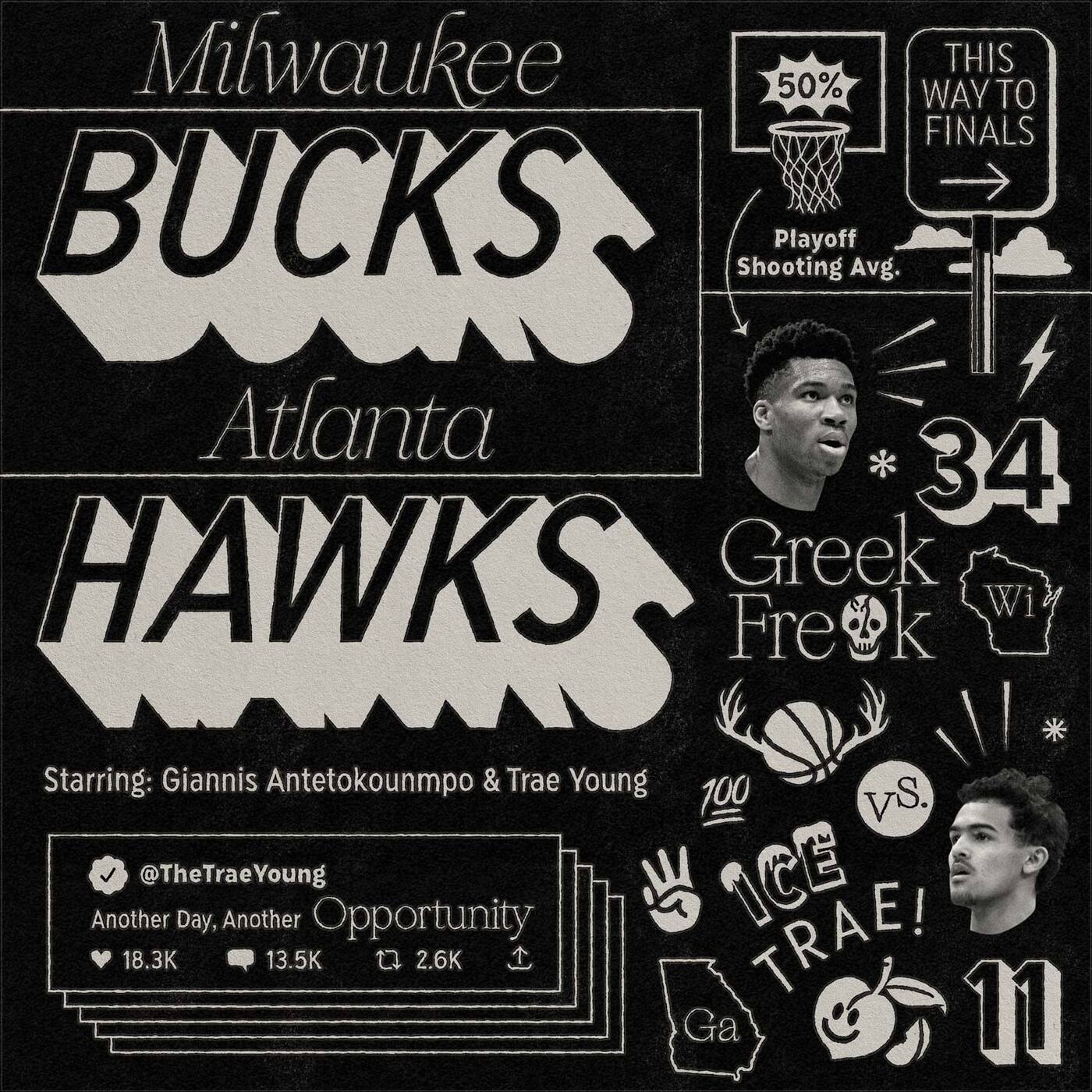Bucks vs Hawks fan art - Fonts In Use