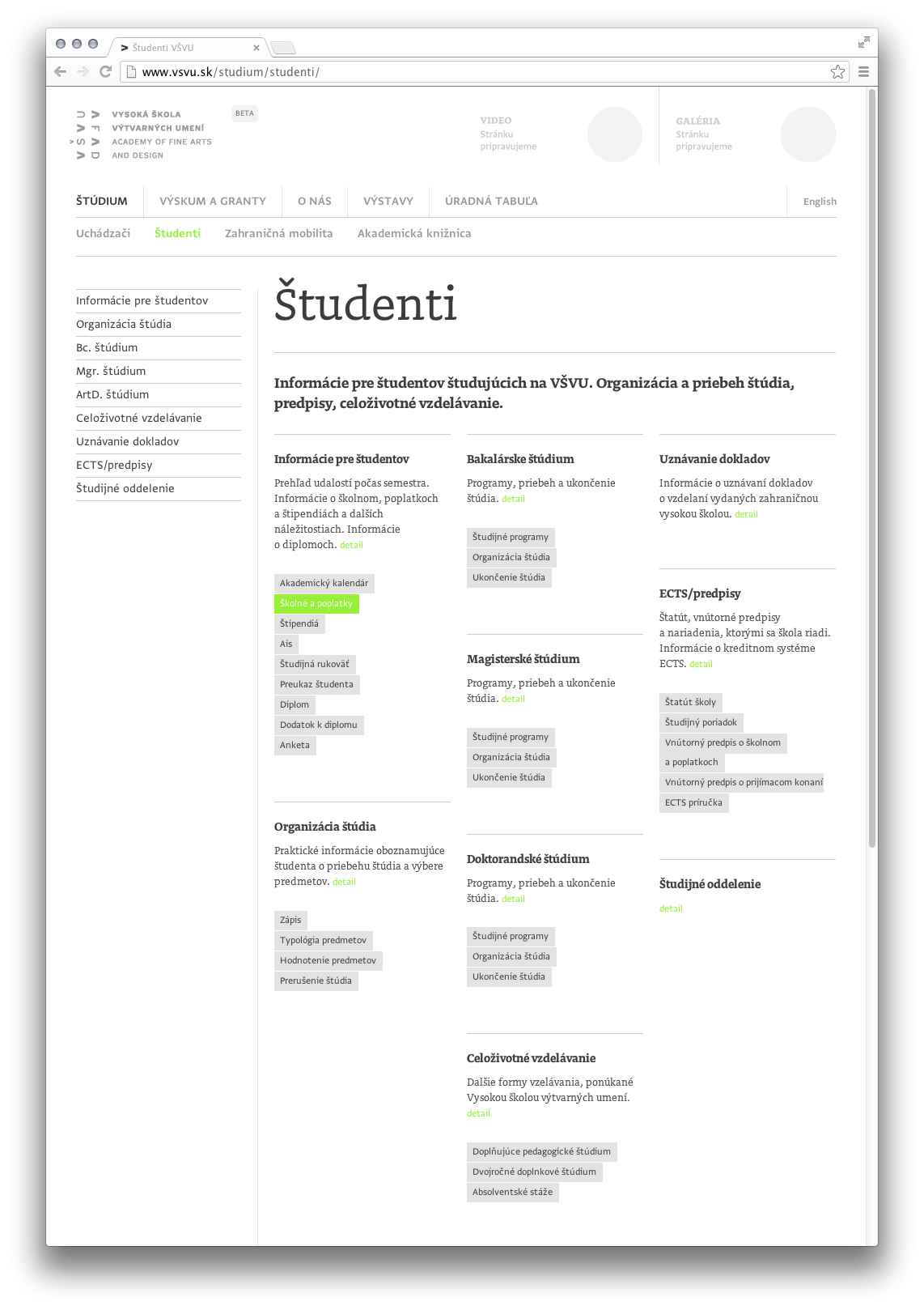 VŠVU Website - Fonts In Use