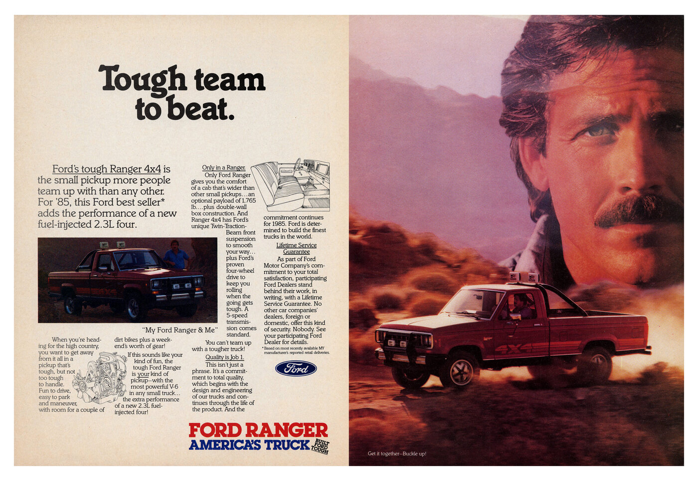 “Tough team to beat.” Ford Ranger ad - Fonts In Use