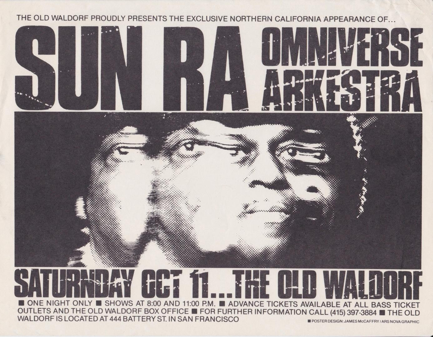 Sun Ra Omniverse Arkestra at the Old Waldorf concert flyer - Fonts In Use