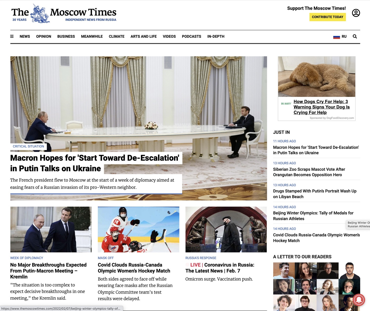 The Moscow Times website - Fonts In Use