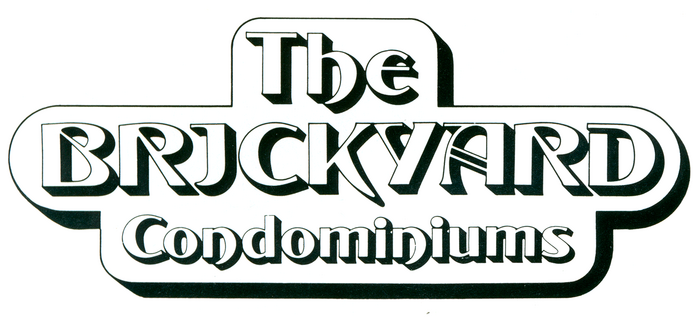 The Brickyard Condominiums logo and ad - Fonts In Use