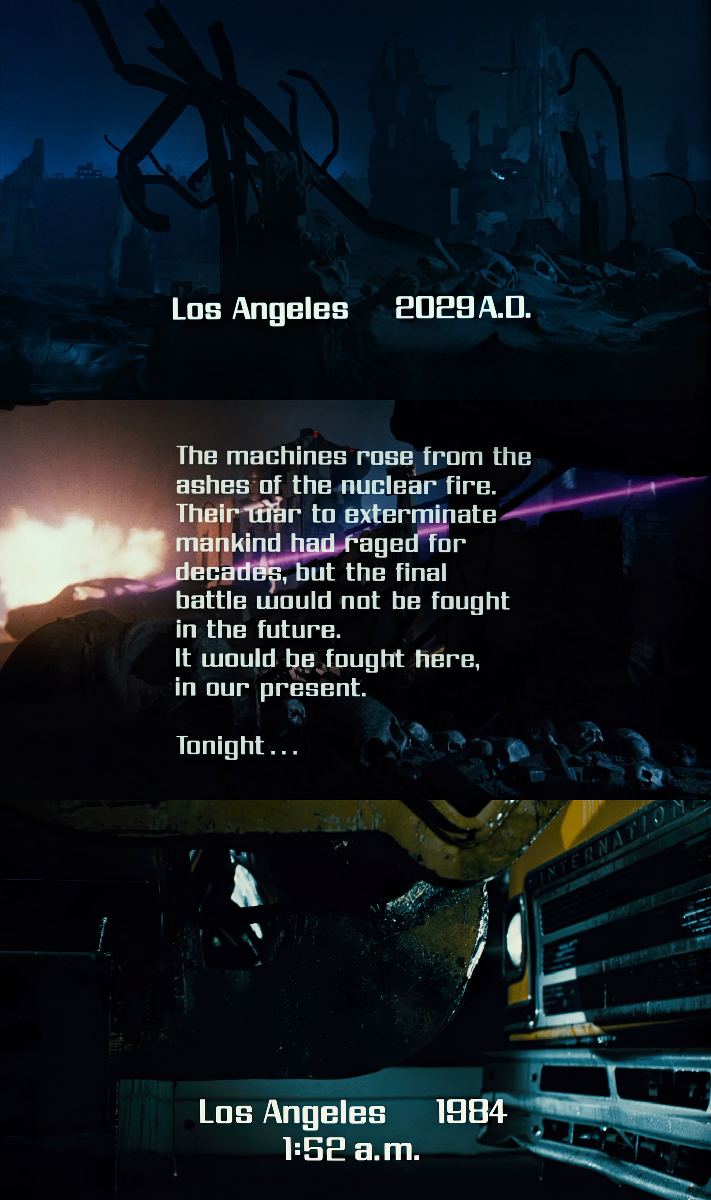 The Terminator (1984) movie logo and opening credits - Fonts In Use