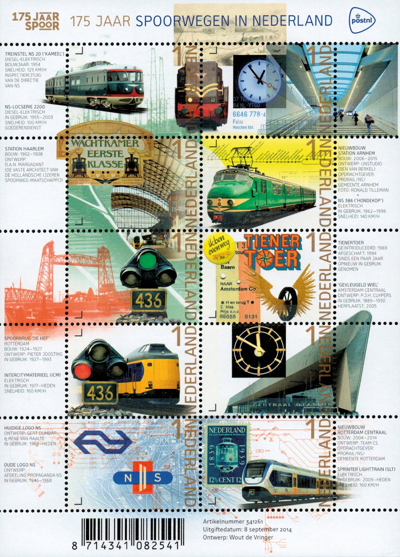 175 years of Dutch Railways stamps - Fonts In Use