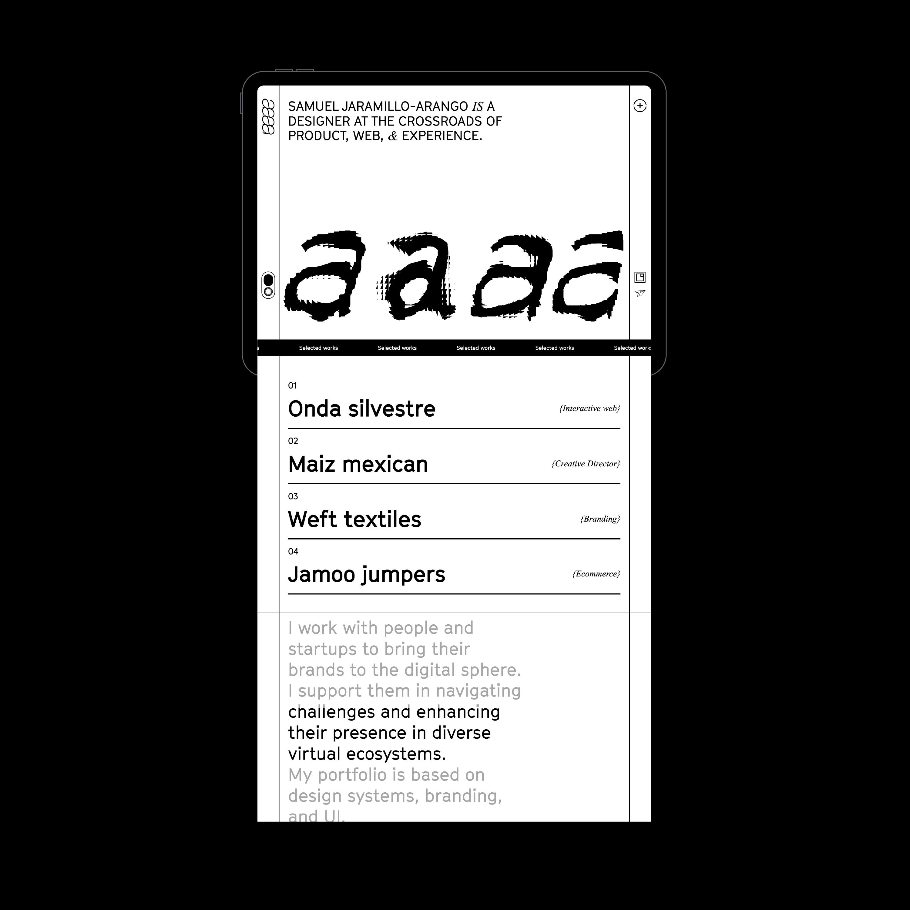 Jaramillo-Arango portfolio website - Fonts In Use