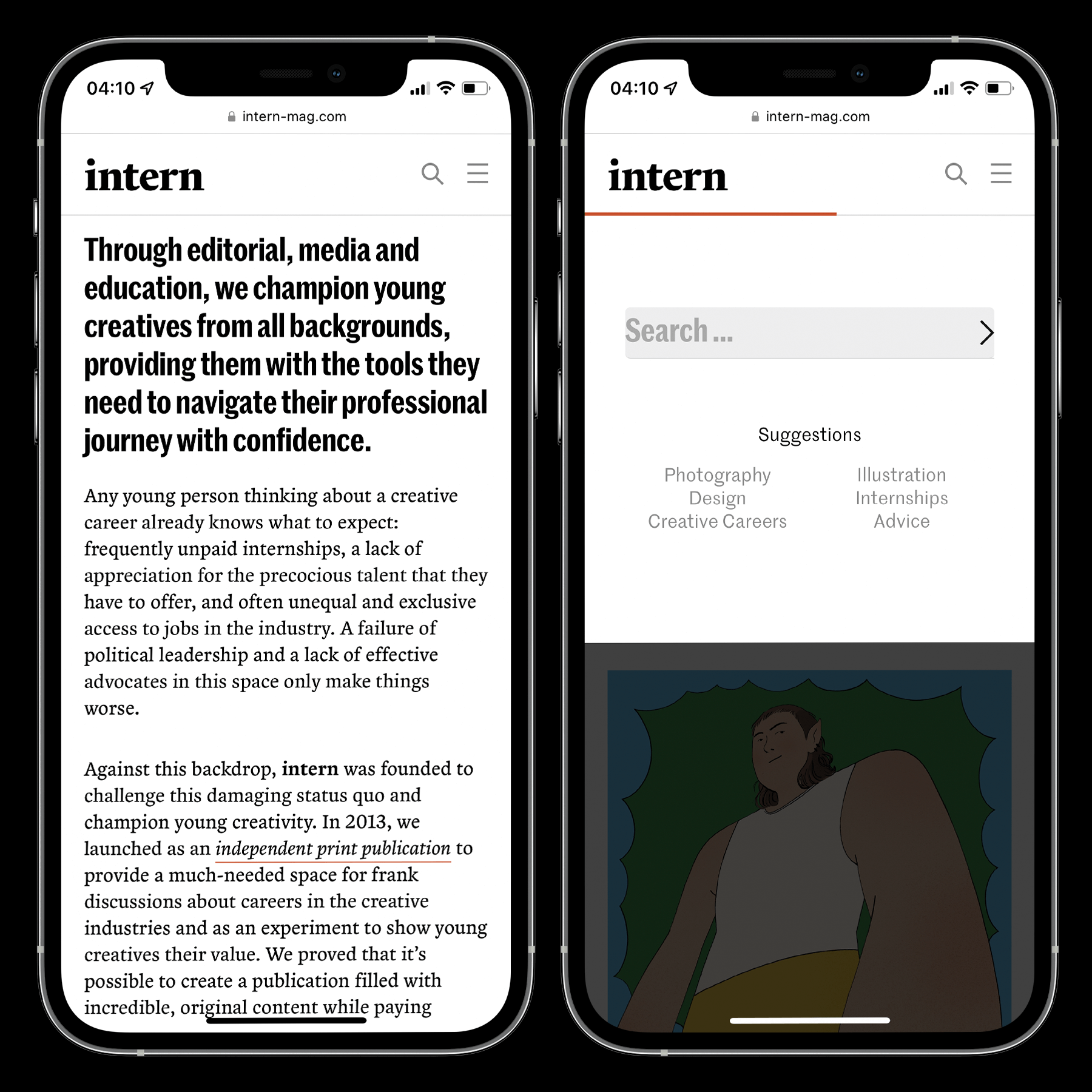Intern Mag website - Fonts In Use
