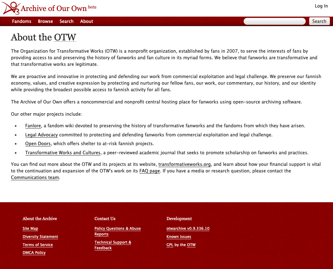 Archive of Our Own - Fonts In Use