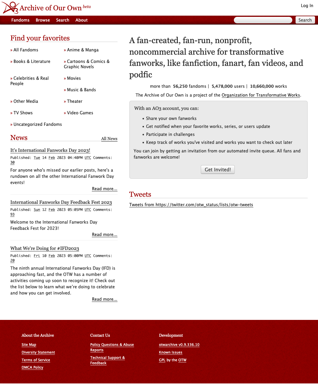 Archive of Our Own - Fonts In Use