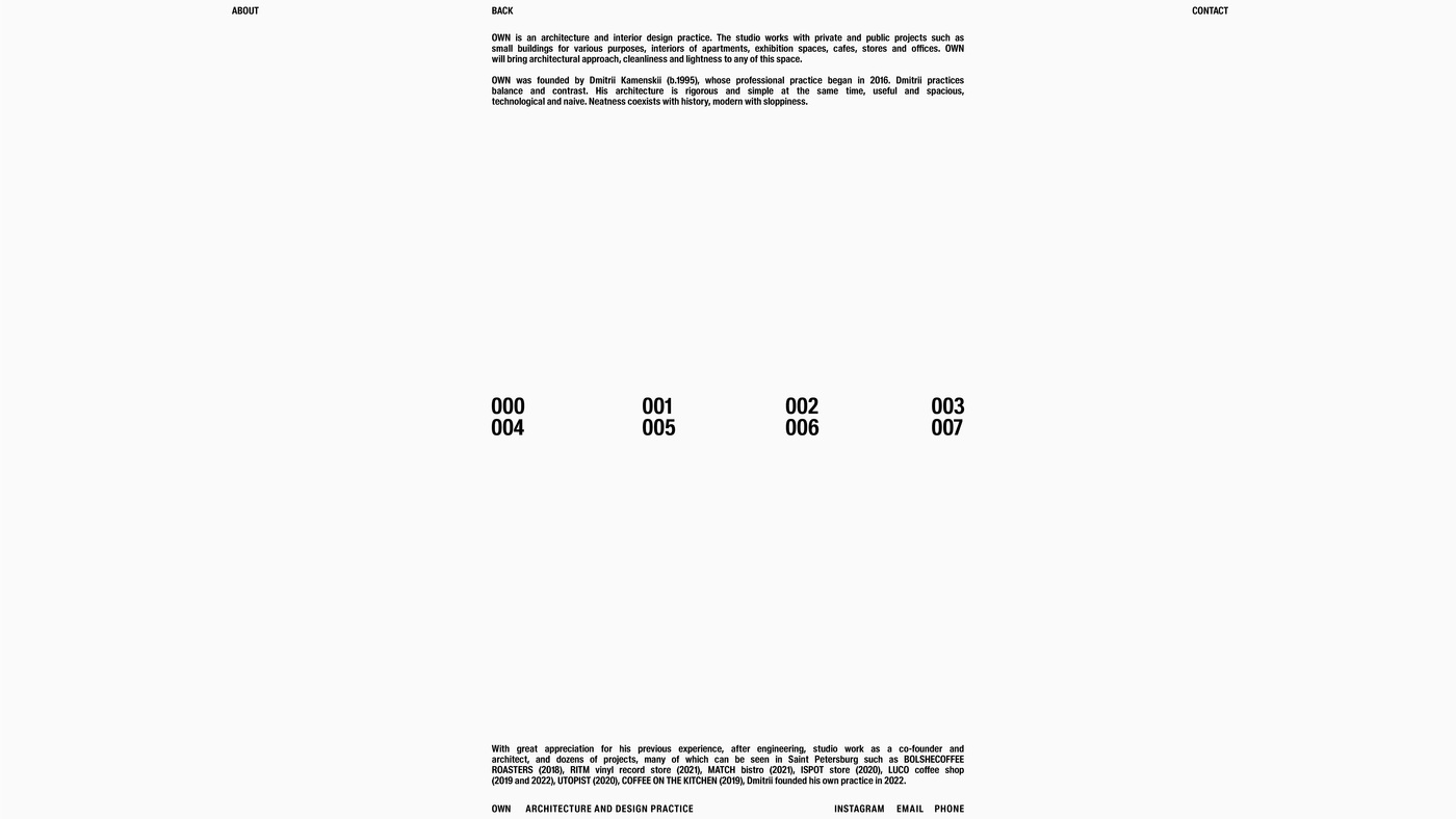 OWN Architects website - Fonts In Use