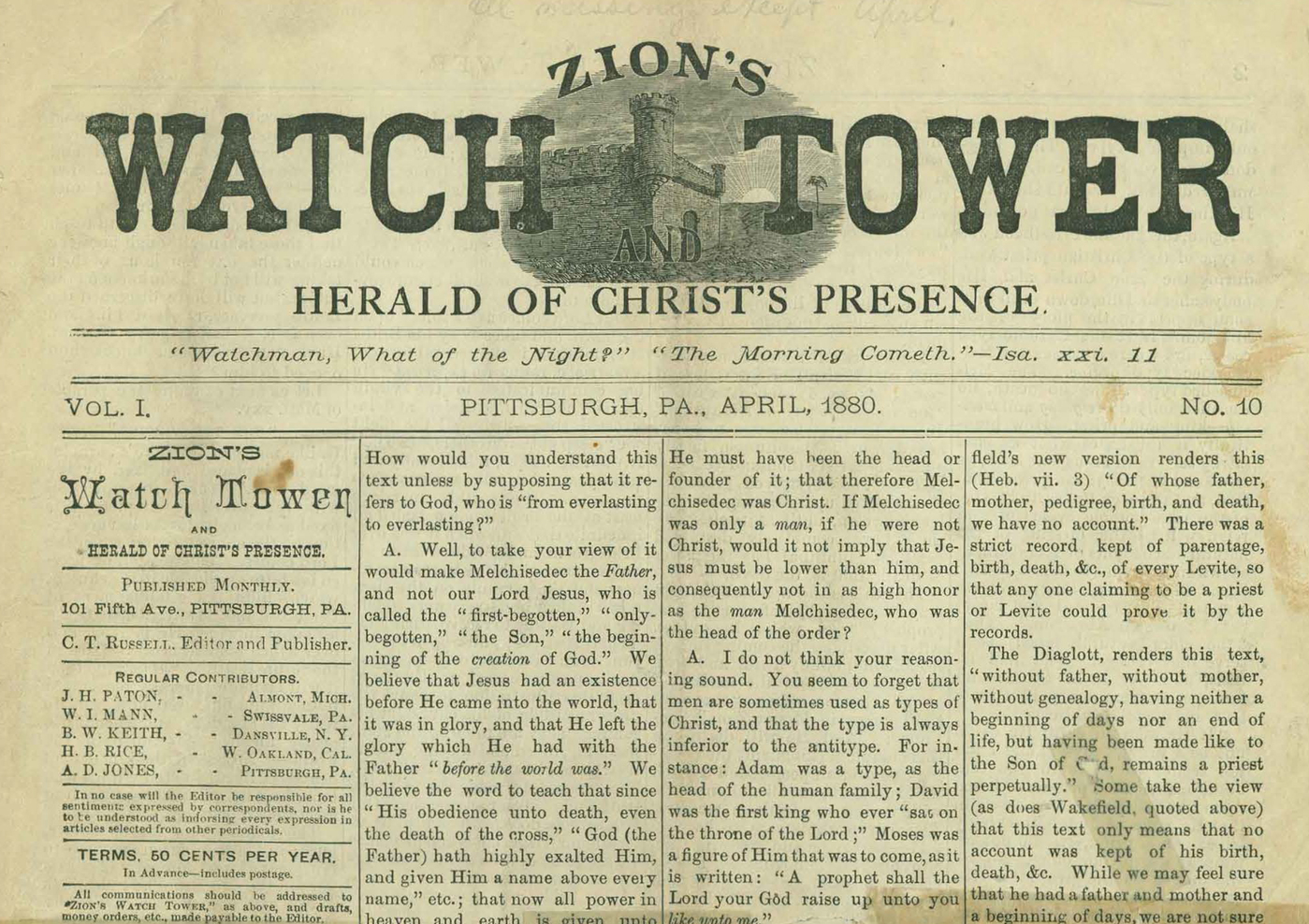 Zion’s Watch Tower magazine (1880) - Fonts In Use
