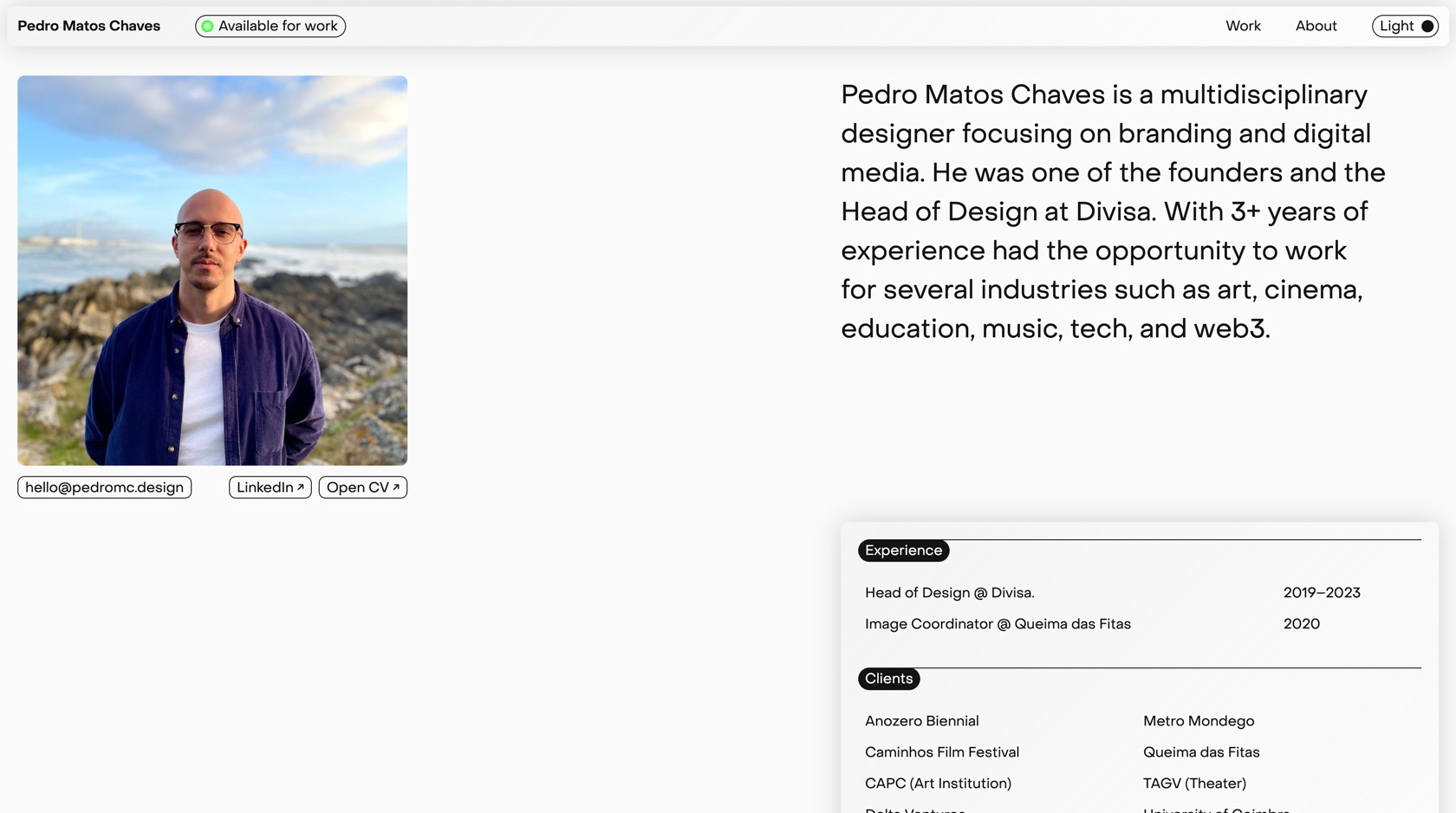 Pedro Matos Chaves portfolio website - Fonts In Use