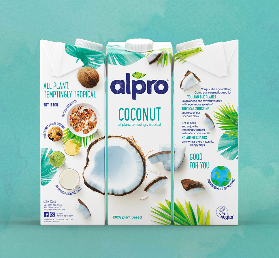 Alpro packaging and website - Fonts In Use