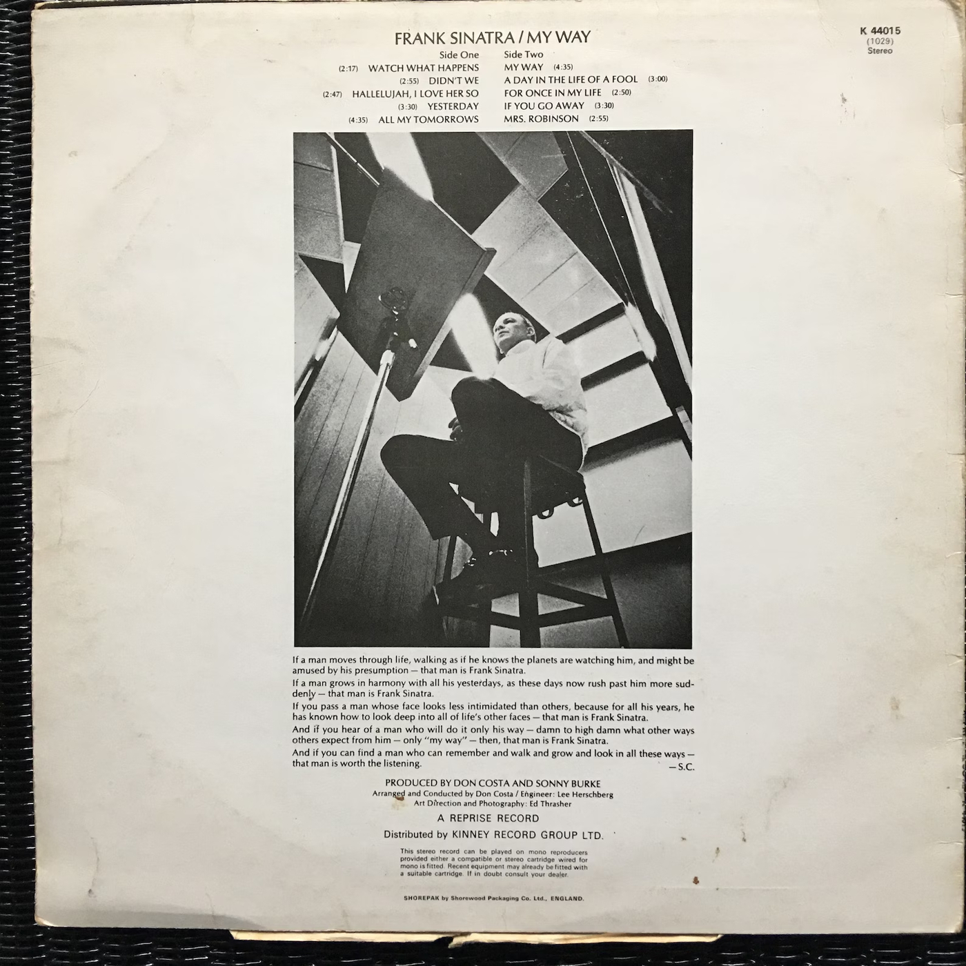 Frank Sinatra – My Way album art - Fonts In Use