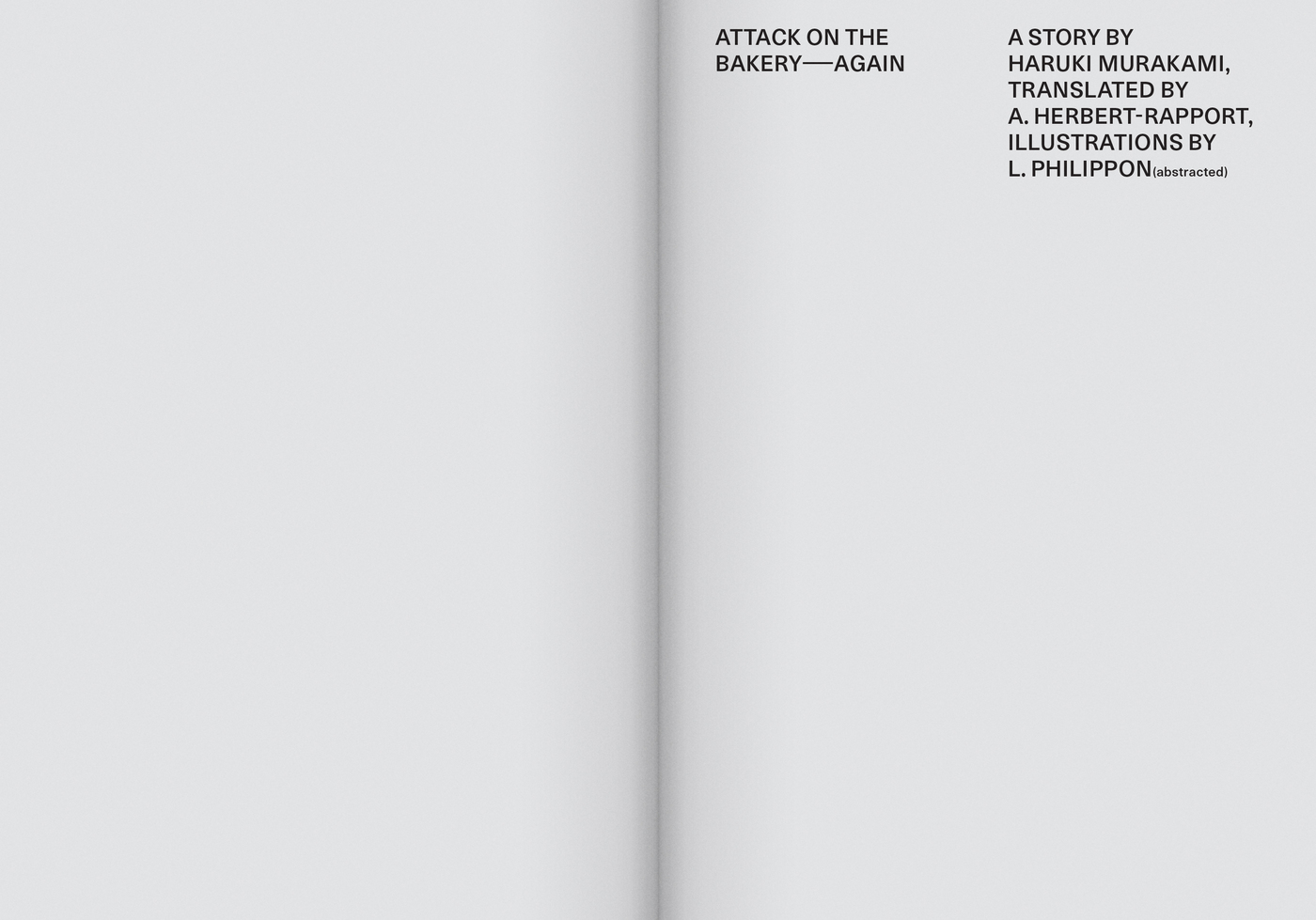 Attack on the Bakery—Again by Haruki Murakami - Fonts In Use