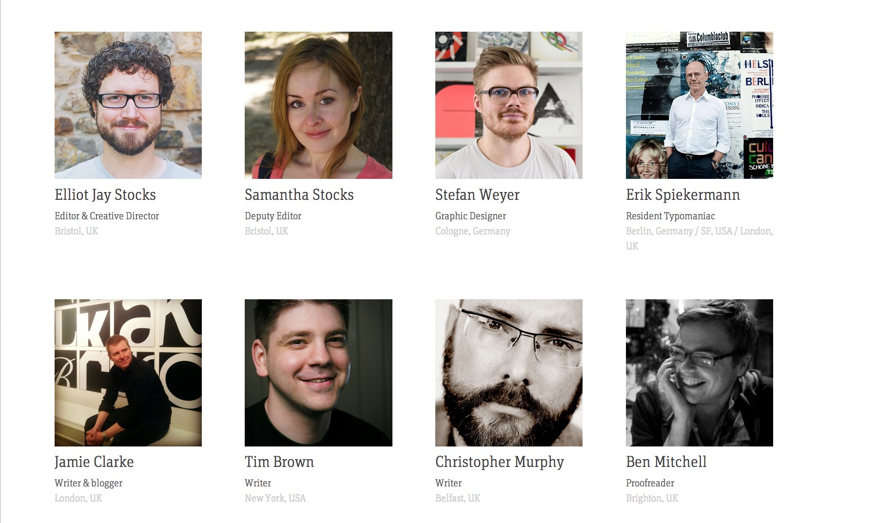 8 Faces website - Fonts In Use