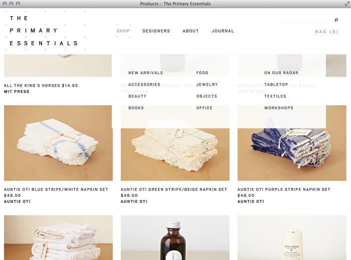 The Primary Essentials Store & Website - Fonts In Use