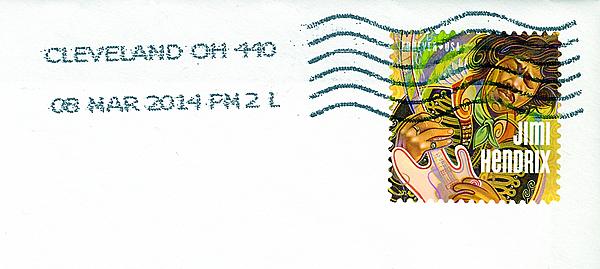 Jimi Hendrix Forever® US postage stamp - Fonts In Use