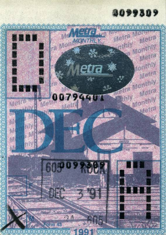 Metra tickets, 1990–1991 - Fonts In Use
