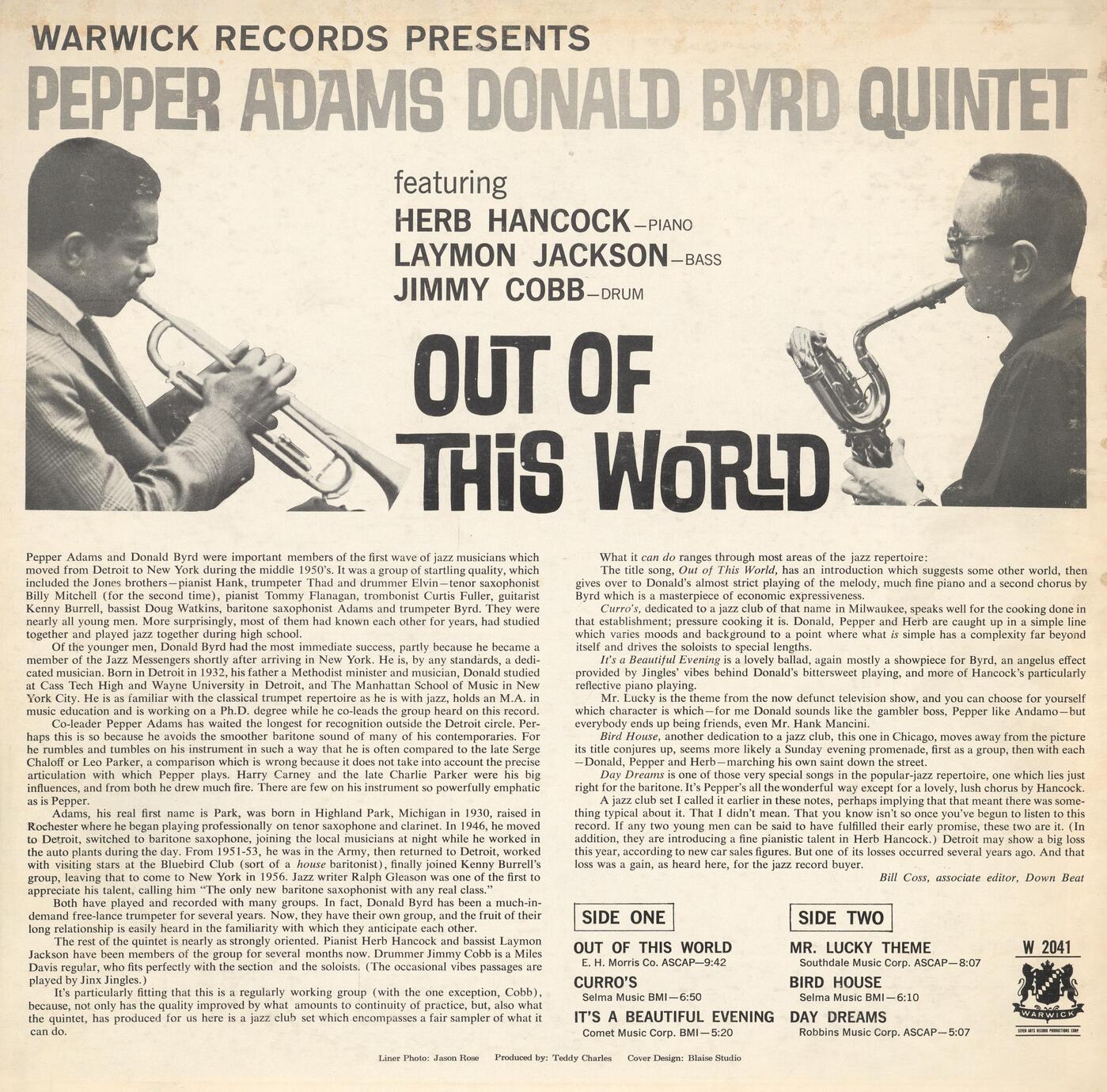 Pepper Adams Donald Byrd Quintet – Out of This World album art - Fonts ...