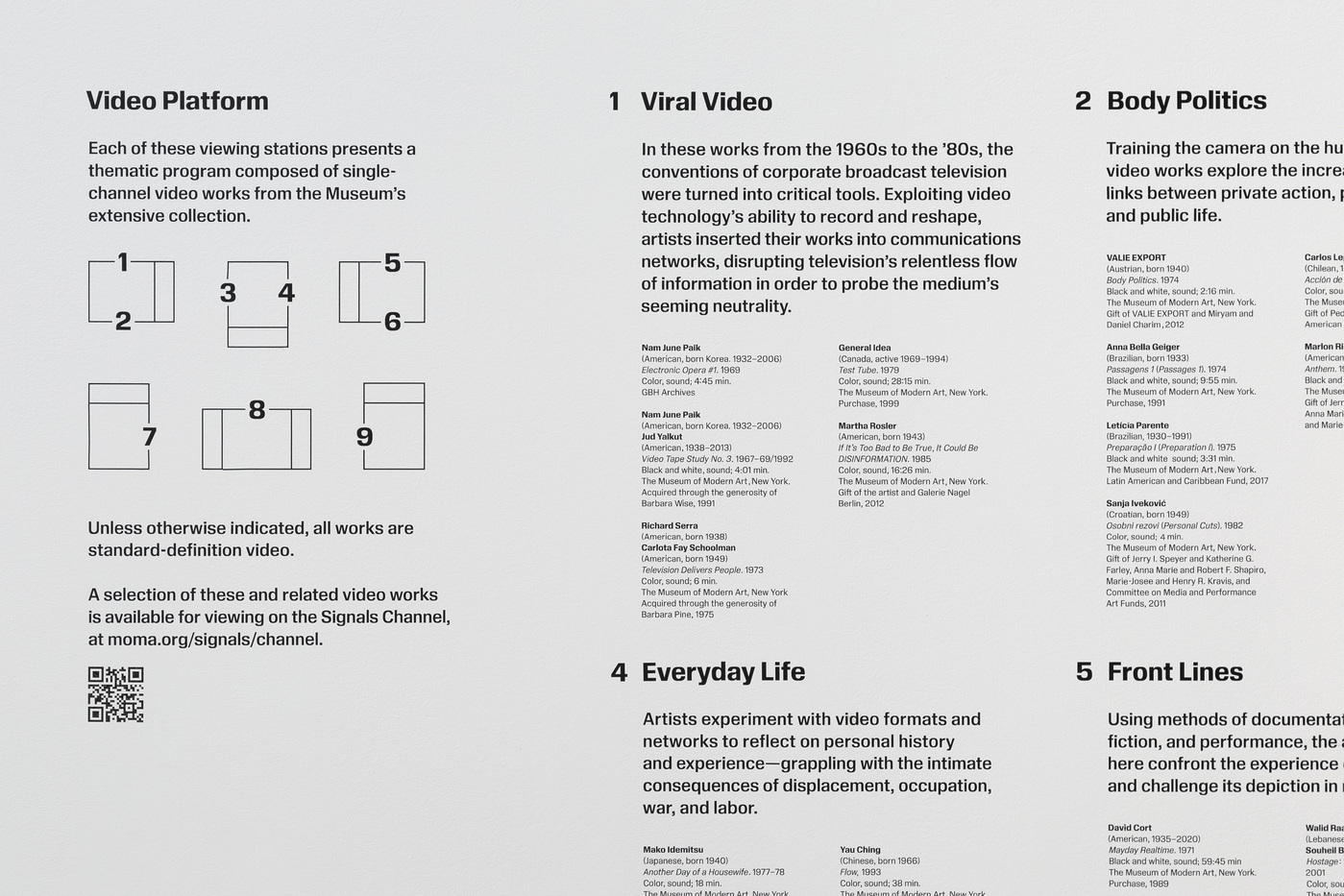 Signals: How Video Transformed the World exhibition at MoMA - Fonts In Use