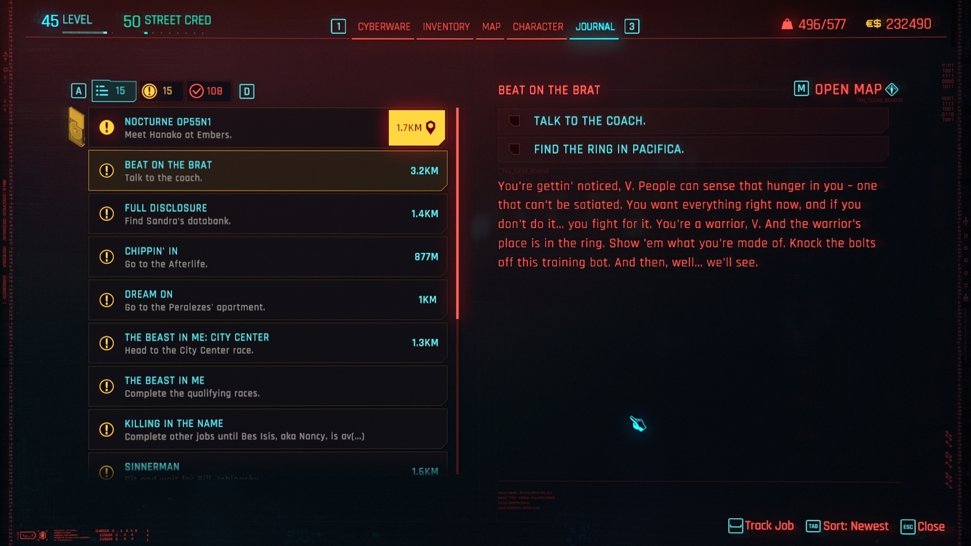 Cyberpunk 2077 video game - Fonts In Use