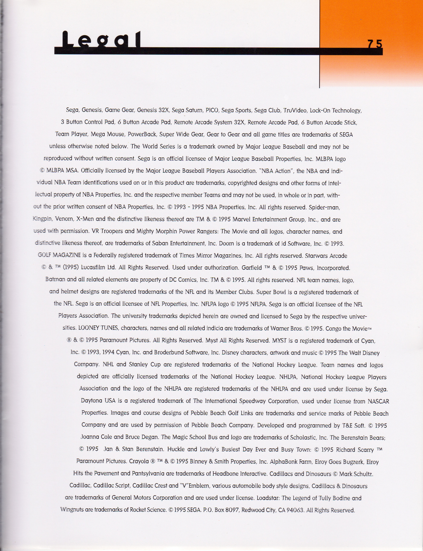 1995 Sega Product Catalog - Fonts In Use