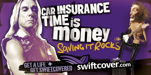 Swiftcover Iggy Pop ad campaign - Fonts In Use