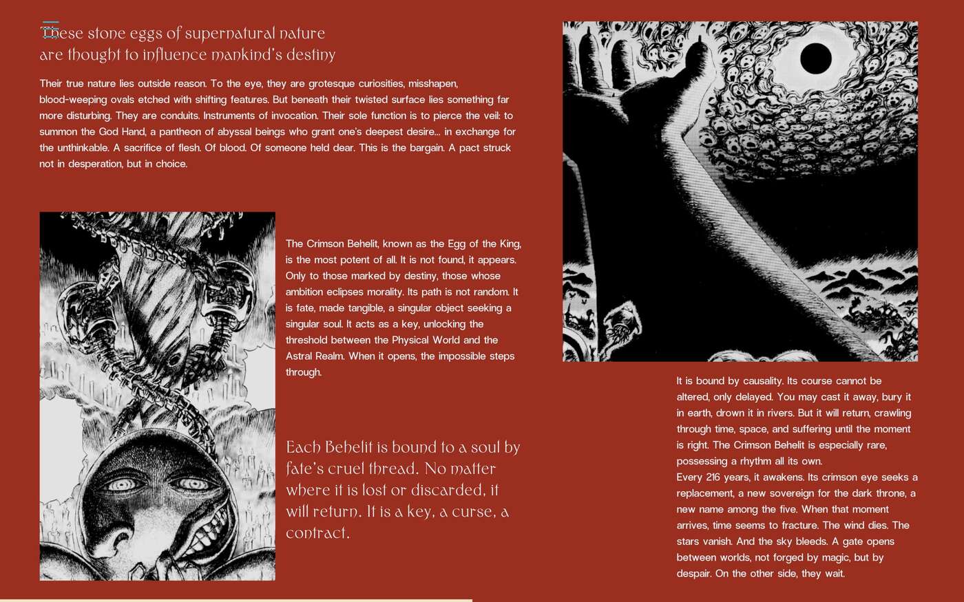 Berserk – Into the Heart of Darkness website - Fonts In Use