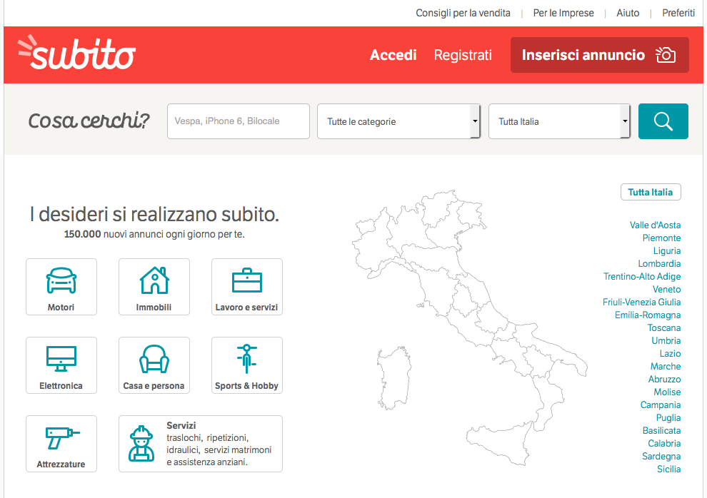 Subito website - Fonts In Use