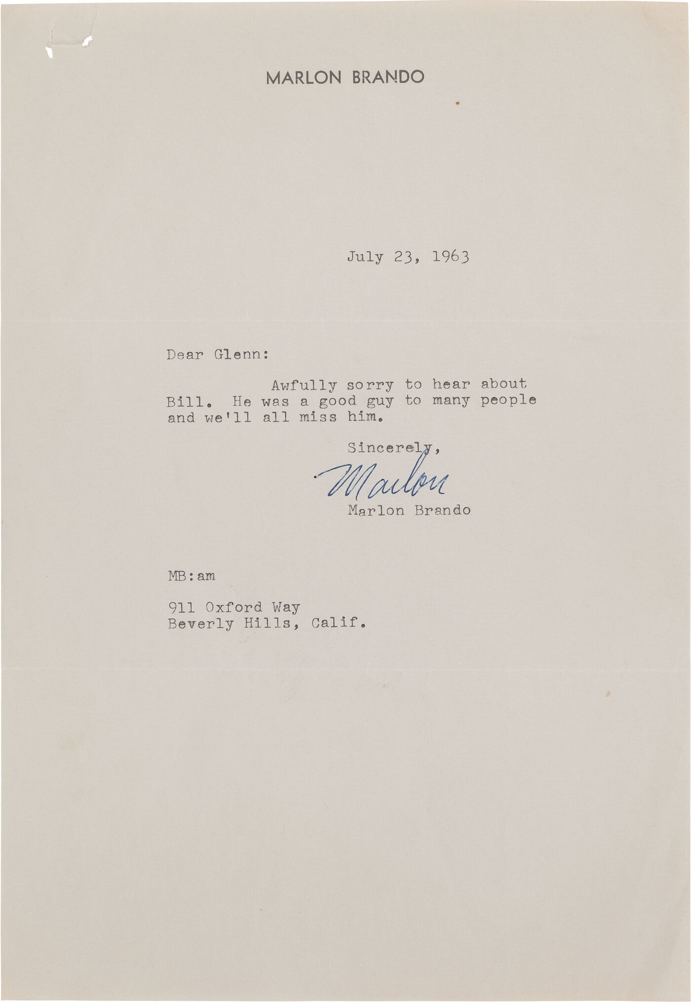 Marlon Brando letterhead - Fonts In Use