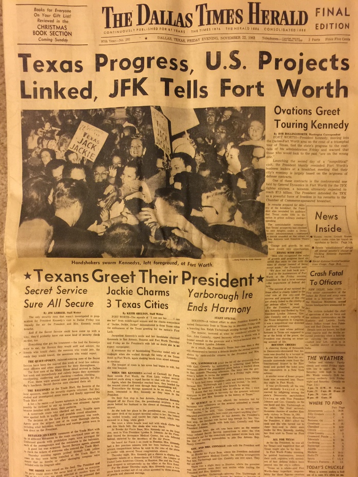 The Dallas Times Herald, Nov 22, 1963 - Fonts In Use