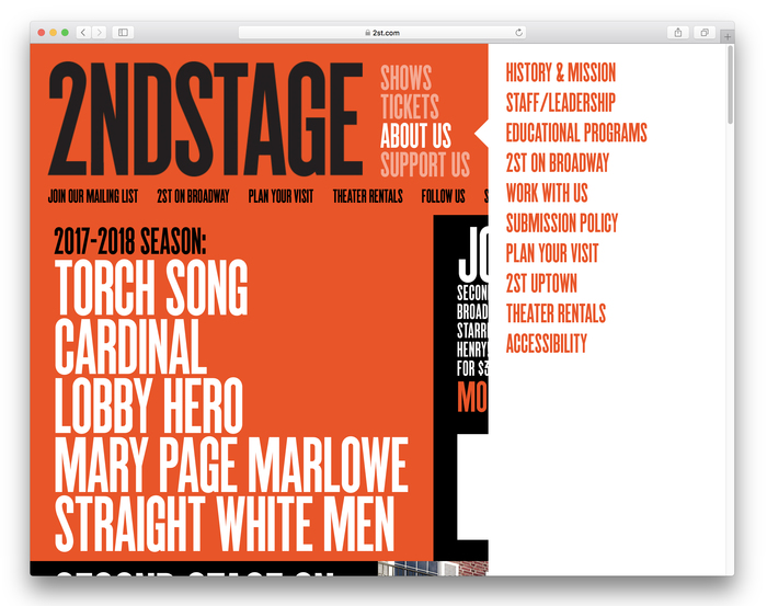 Second Stage Theater - Fonts In Use