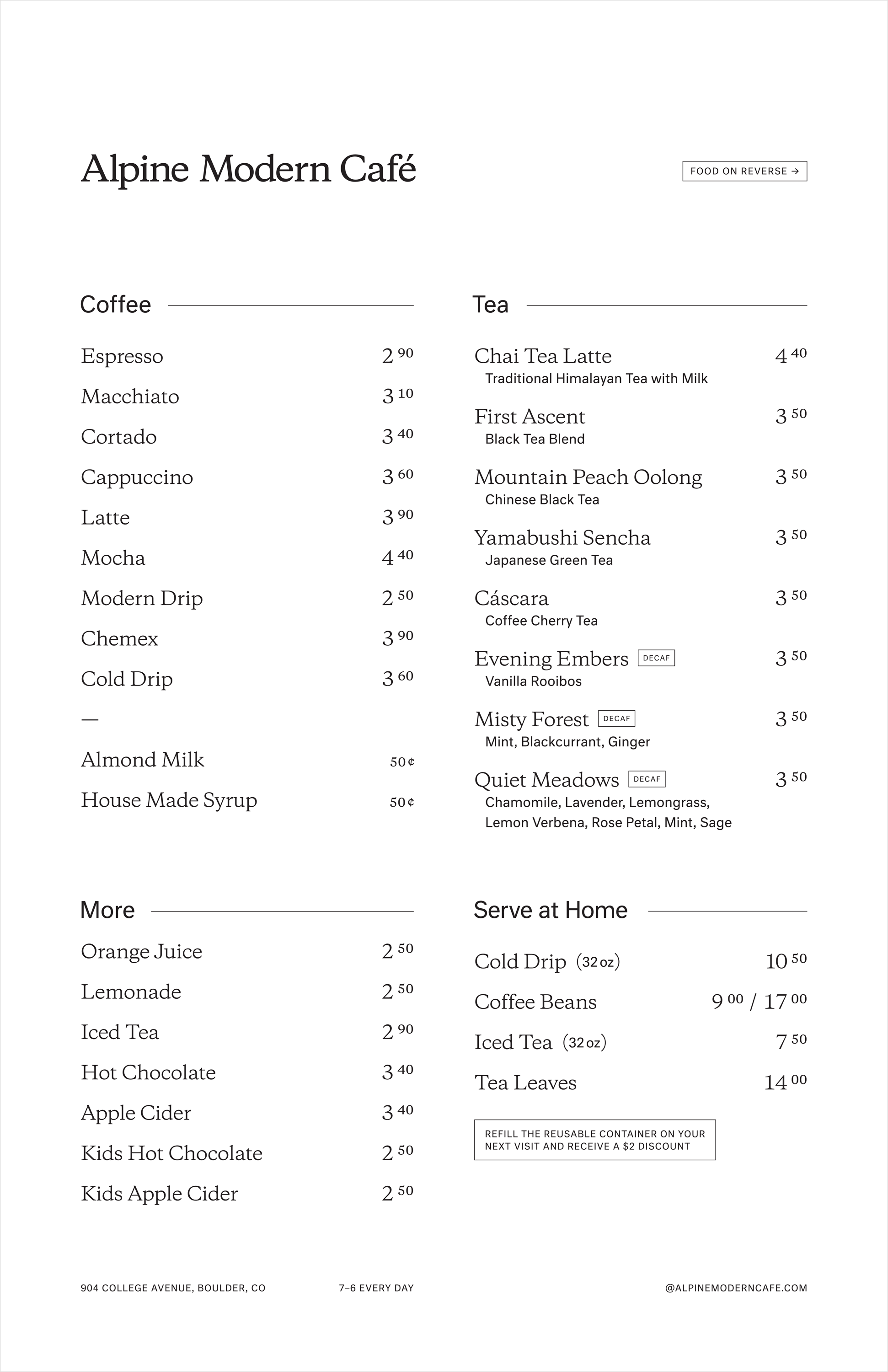 Alpine Modern Café - Fonts In Use
