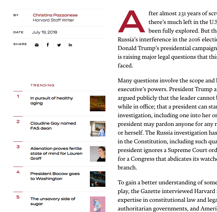 The Harvard Gazette - Fonts In Use