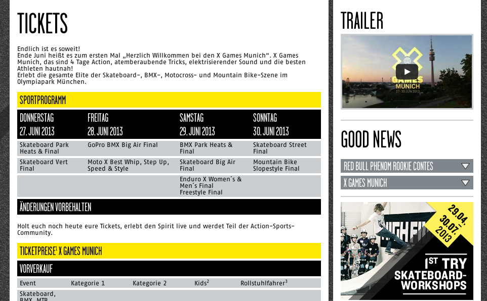X Games - Fonts In Use