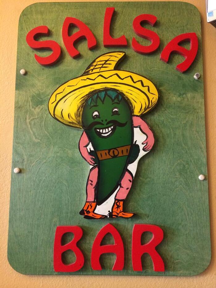 Salsa Bar Sign at Taqueria Guadalajara - Fonts In Use