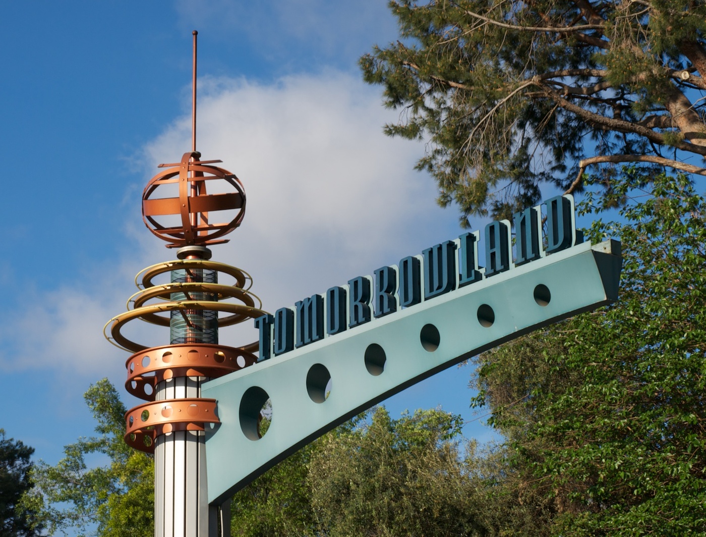 Tomorrowland signs at Disneyland Park and Magic Kingdom - Fonts In Use