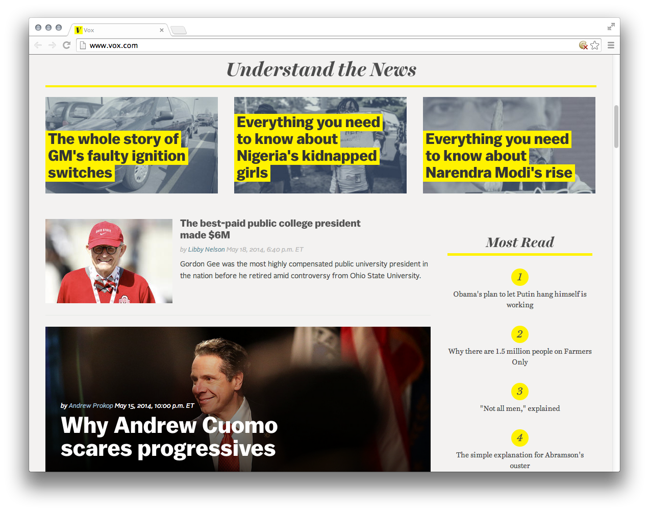Vox website - Fonts In Use