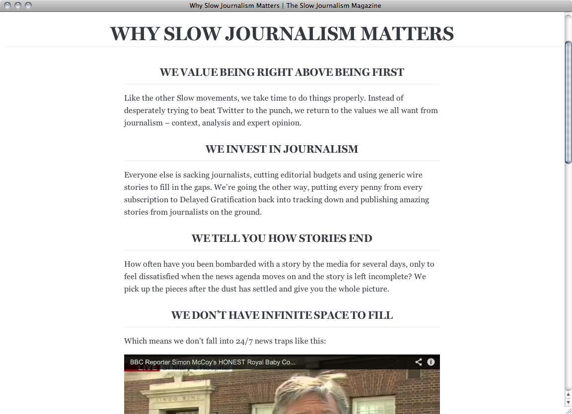 The Slow Journalism Company website - Fonts In Use