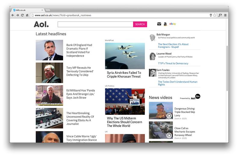 Aol website and app - Fonts In Use