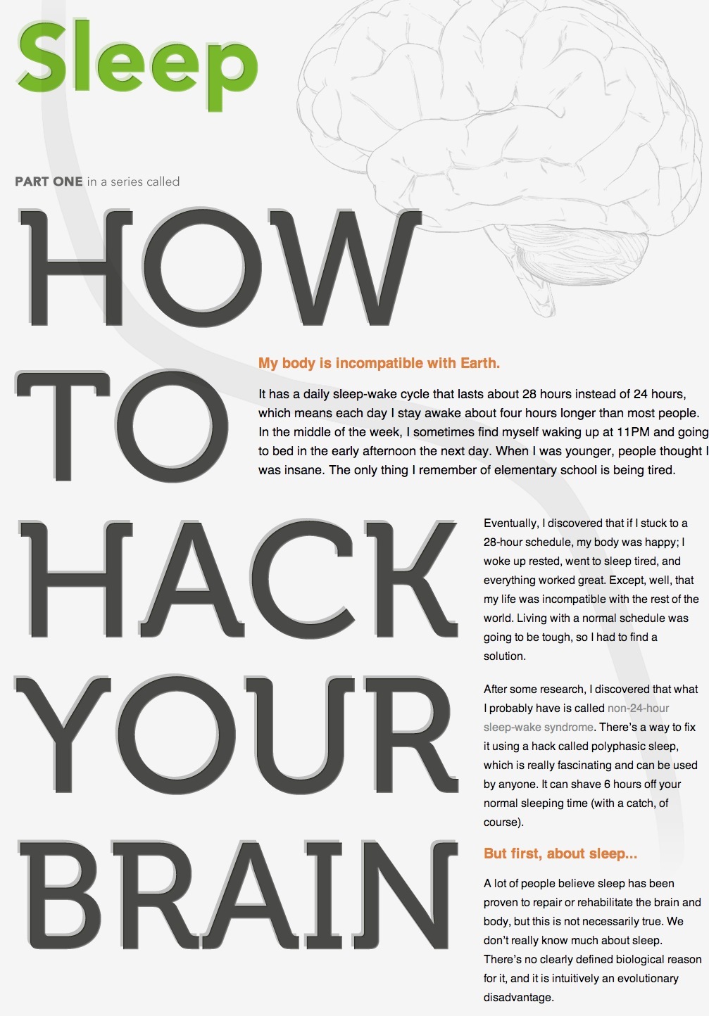 How to hack your brain website - Fonts In Use