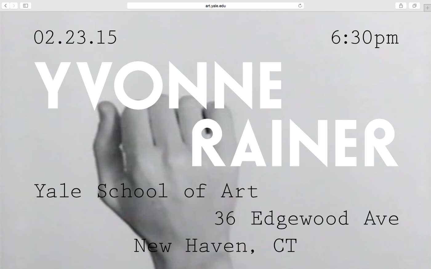 Yvonne Rainer lecture announcement - Fonts In Use